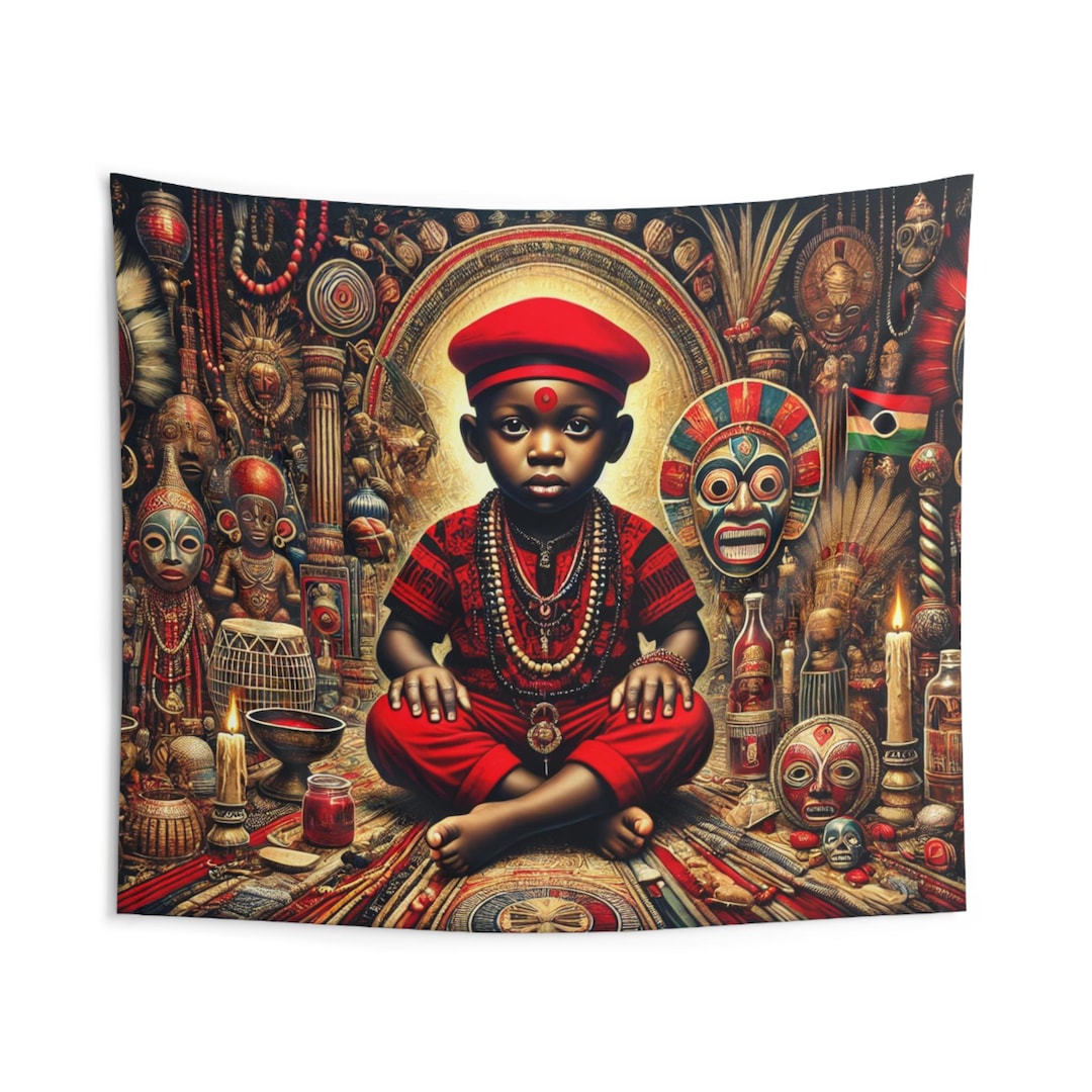 Eleguá Yoruba Wall Tapestry, Spiritual Home Decor, Vibrant Colors ...
