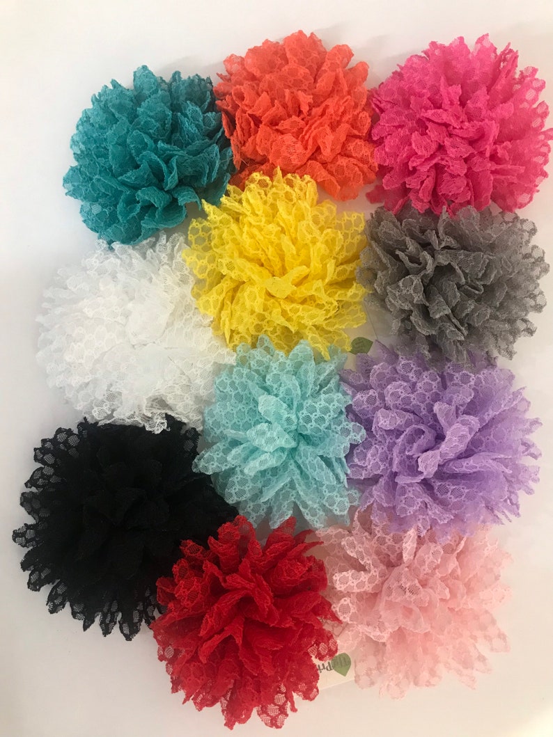 4” Lace Chiffon Flower| Fabric Flower Heads| Chic Flower| DIY Baby ...