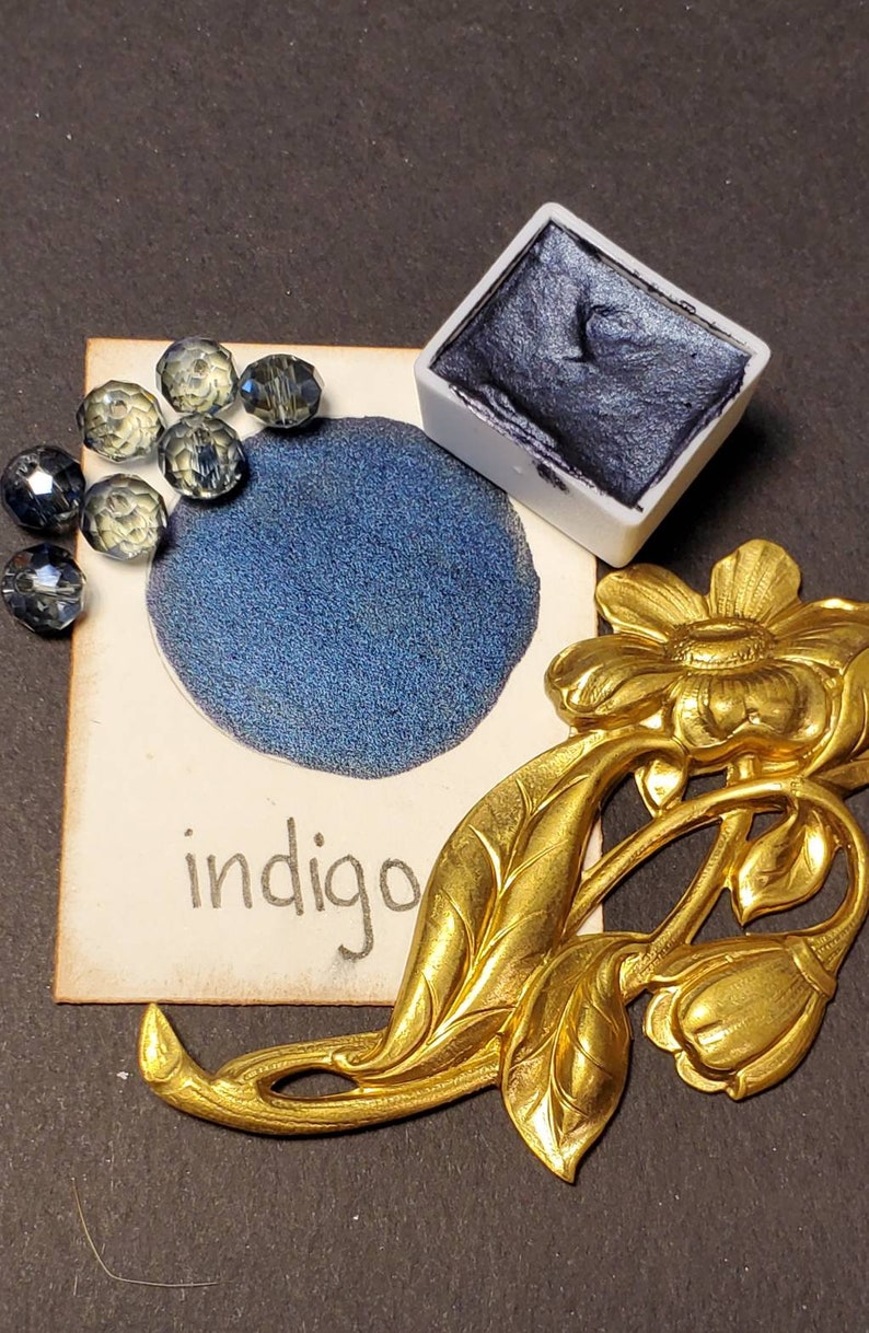 Indigo Metallic Shimmering Handmade Watercolor Paint for | Etsy