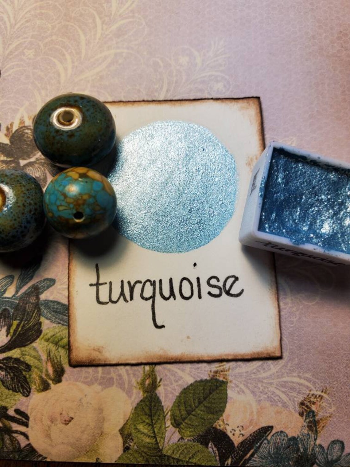 Turquoise Metallic Shimmering Handmade Watercolor Paint for - Etsy