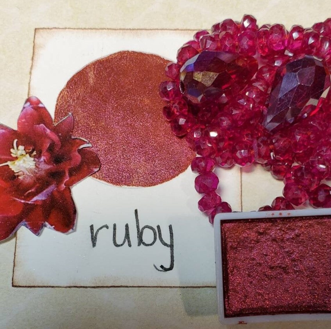 Ravishing Ruby Metallic shimmering handmade watercolor | Etsy