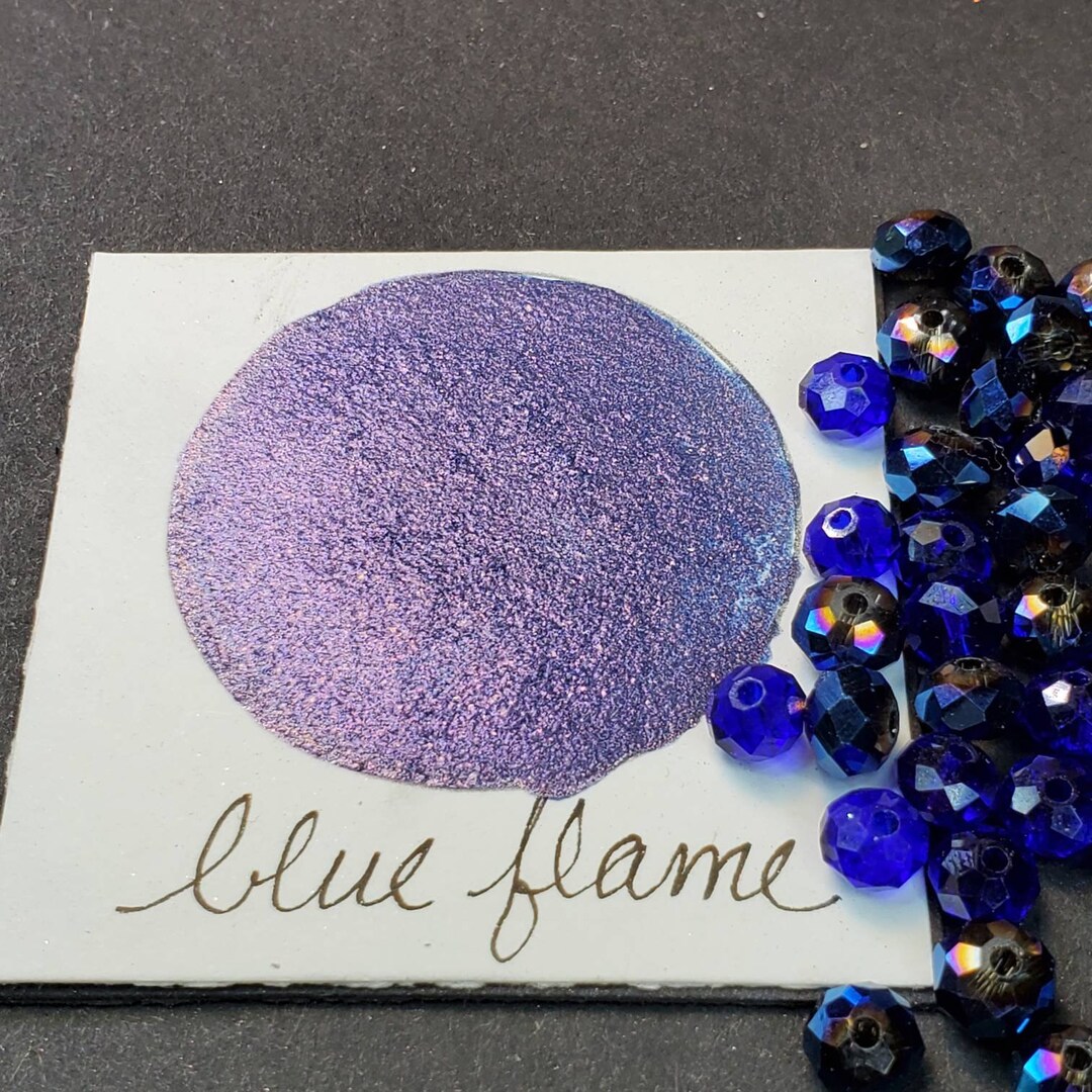 Blue Flame, Metallic, Shimmering, Handmade Watercolor Paint for ...