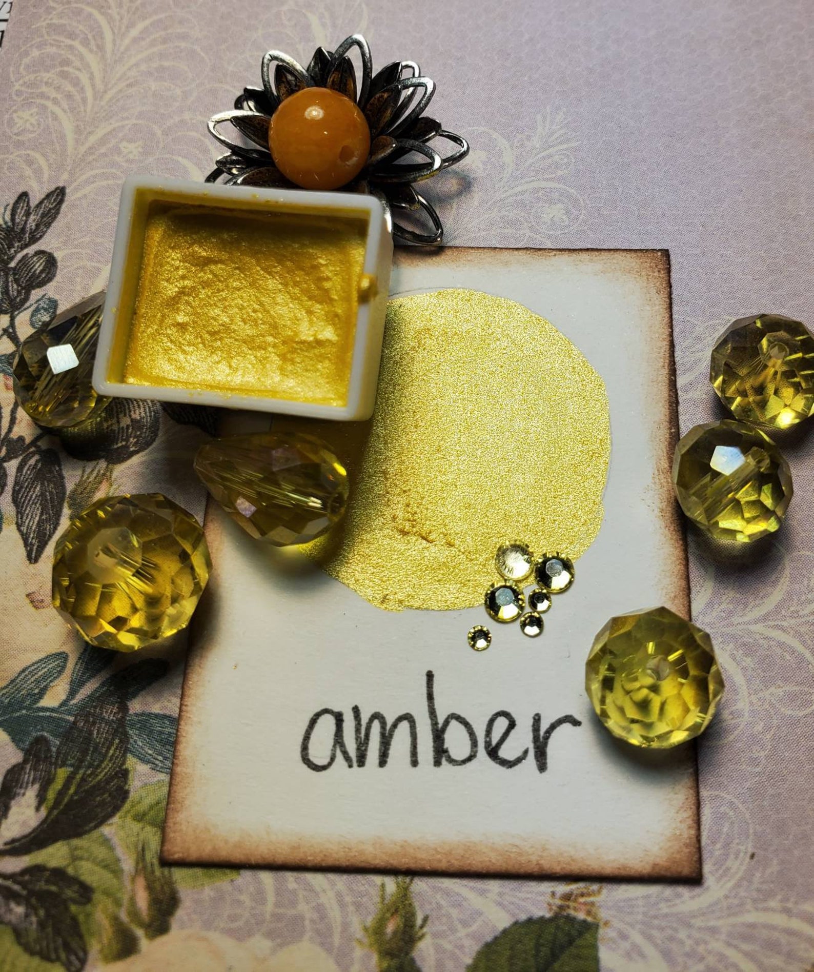 Amber Metallic shimmering handmade watercolor paint for | Etsy