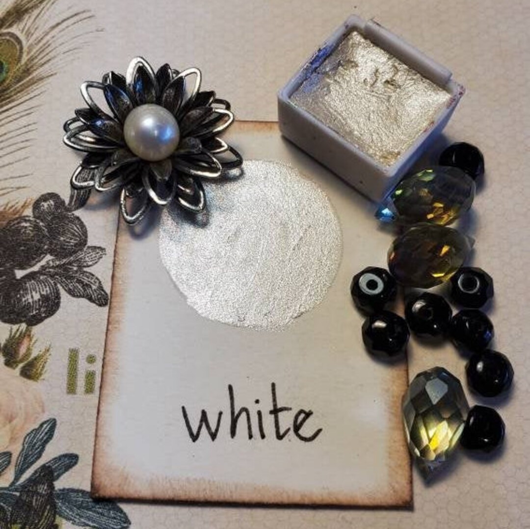 White Metallic, Shimmering, Handmade Watercolor Paint for Painting ...