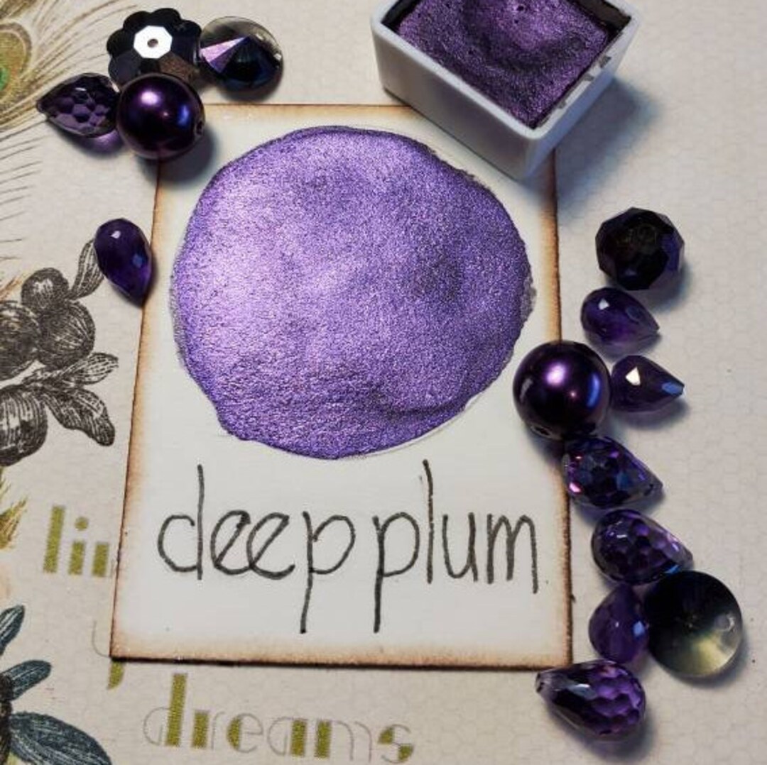 Deep Plum, Metallic, Shimmering, Handmade Watercolor Paint for Painting ...