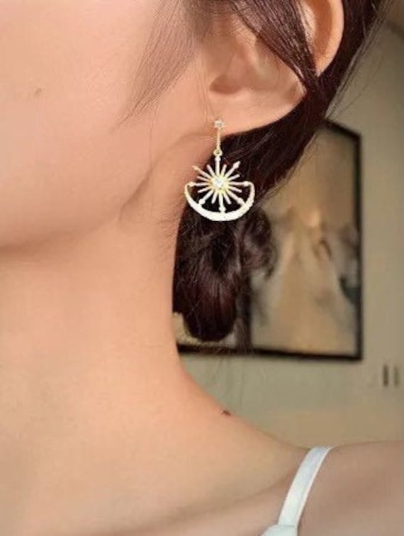 Star Dangle Earrings Statement Earrings Celestial Drop - Etsy