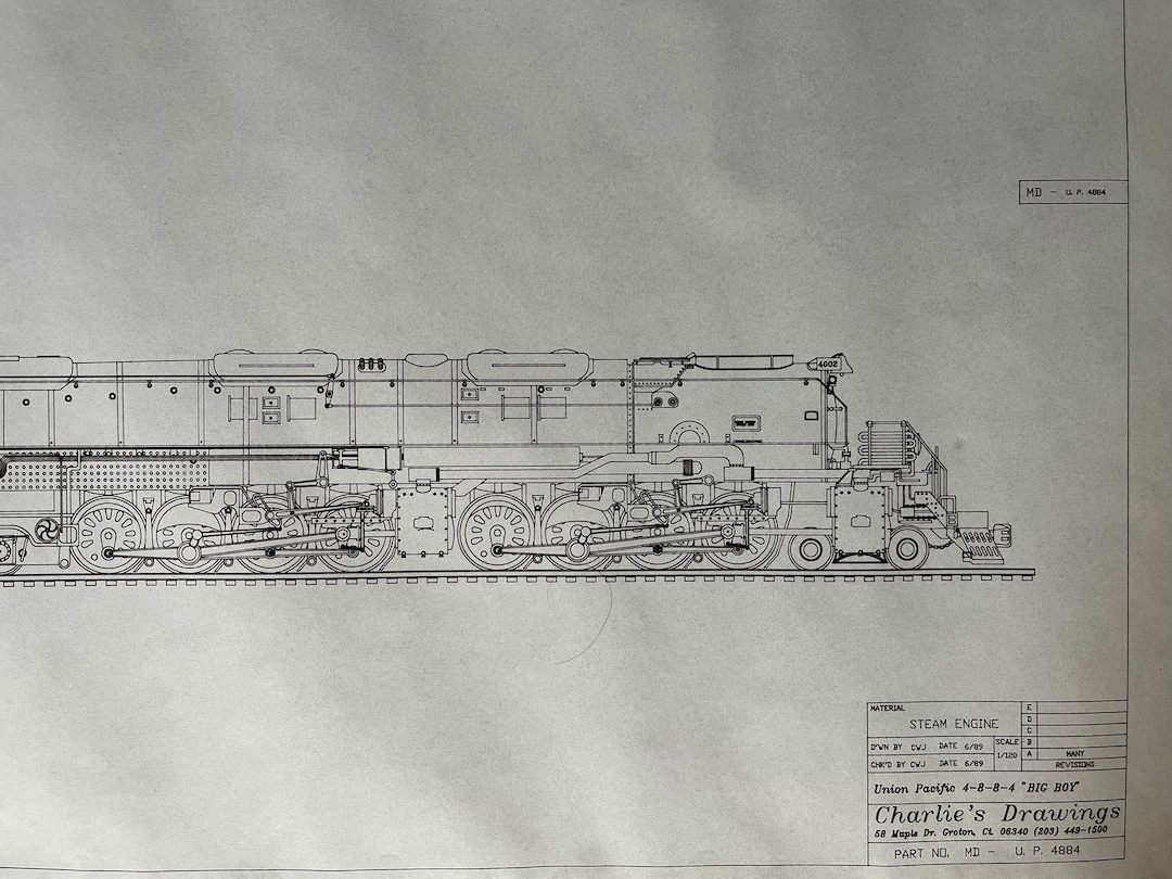1980s Hobbyist Train Diagram WW2 Union Pacific Big Boy Steam Locomotive ...