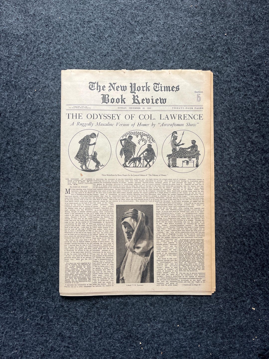 1932 Lawrence of Arabia WW1 Military Newspaper, Vintage World War One ...