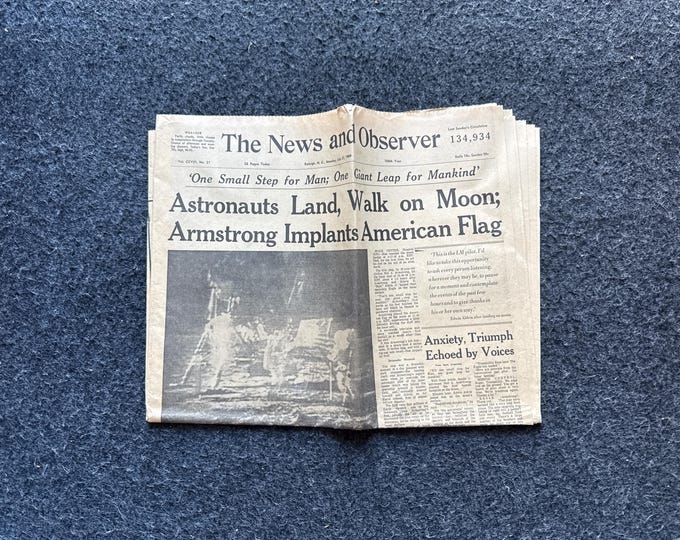 NASA Moon Landing - Day of - Apollo 11 Moon Landing Newspaper - Space ...