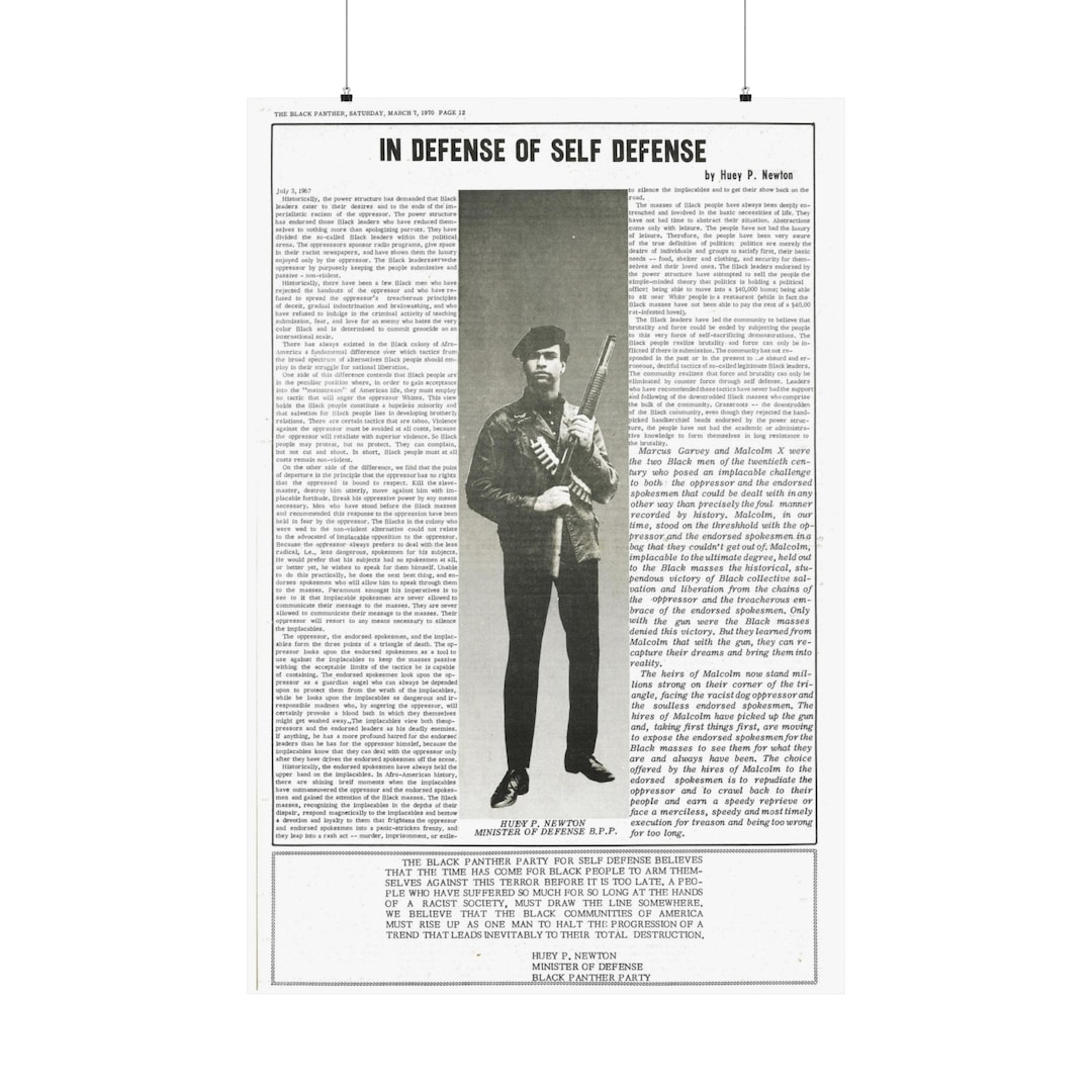 REPRODUCTION Self Defense 1970s Black Political Party Propaganda Poster ...