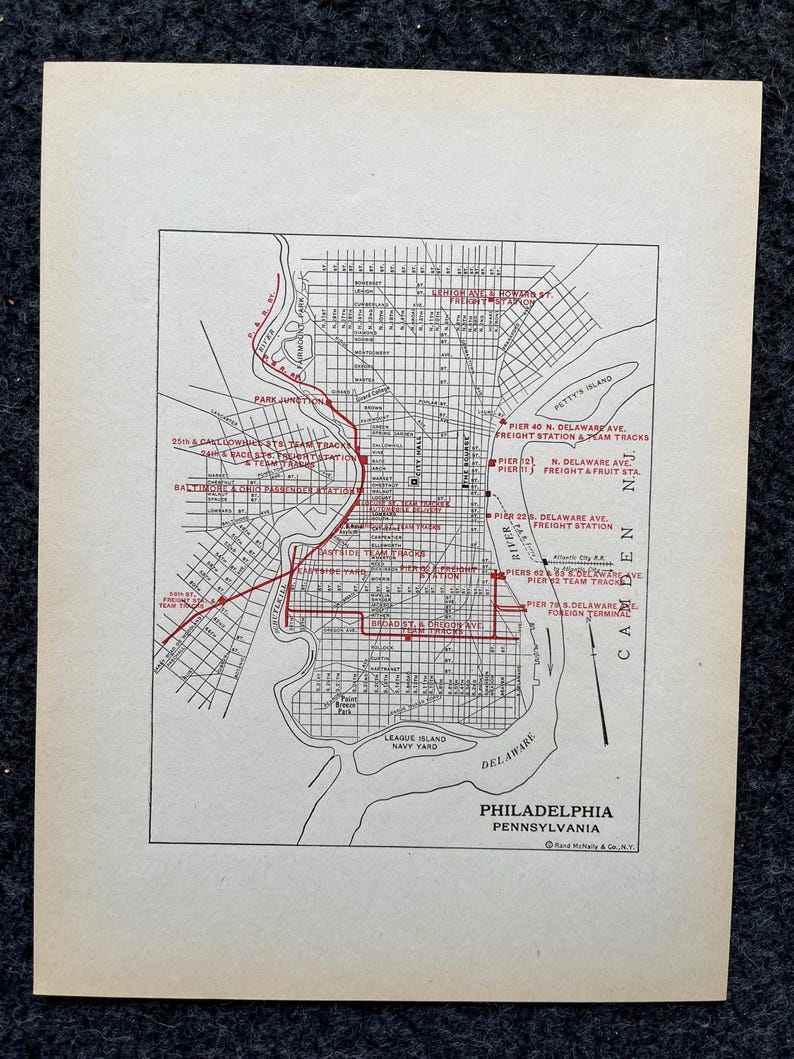 1930s Philadelphia Railroad Map: Vintage Industrial Wall Decor - Etsy