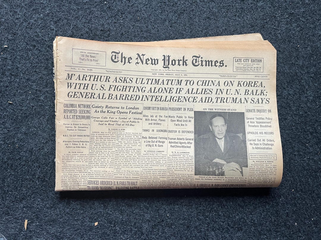 1951 Macarthur China UN Korean War, US Forces Aid Korea, Korean Art ...