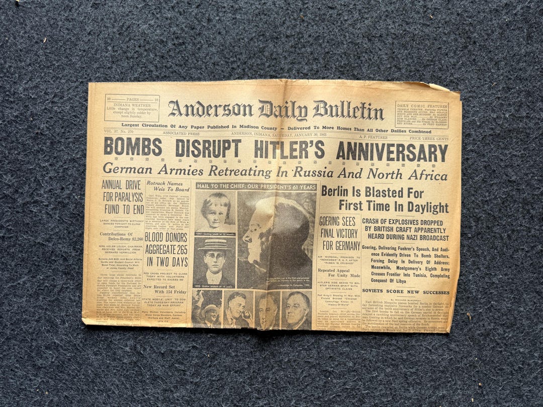 Late WW2 Newspaper, Allied Invasion of Germany, Original Vintage ...