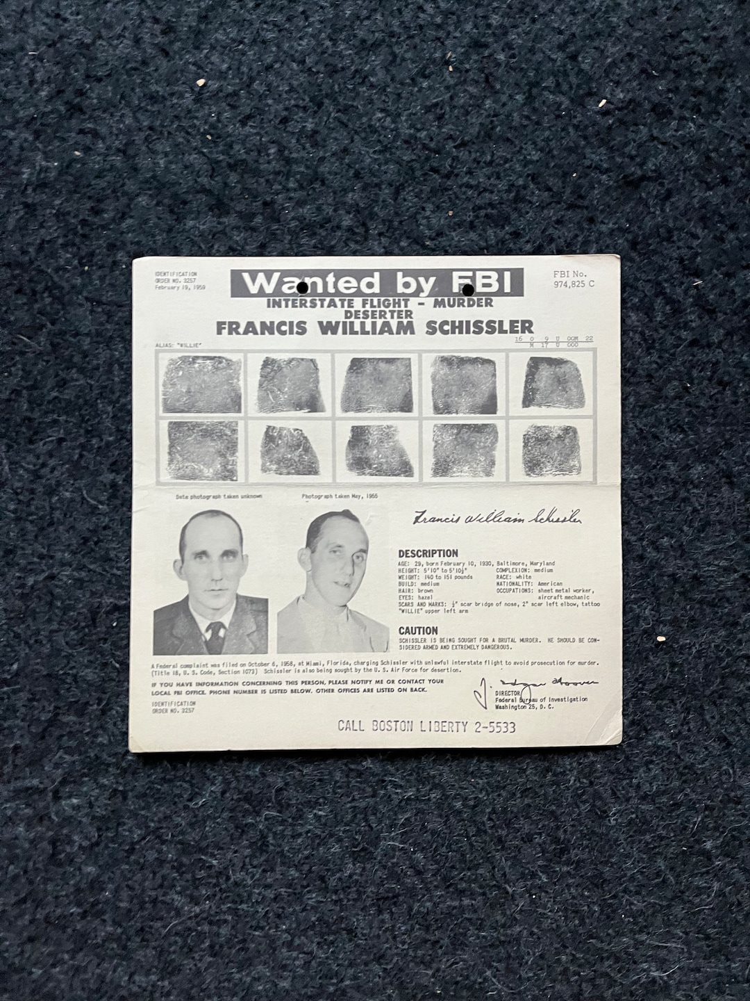1950s FBI Wanted Poster Vintage Serial Killer Memorabilia - Etsy