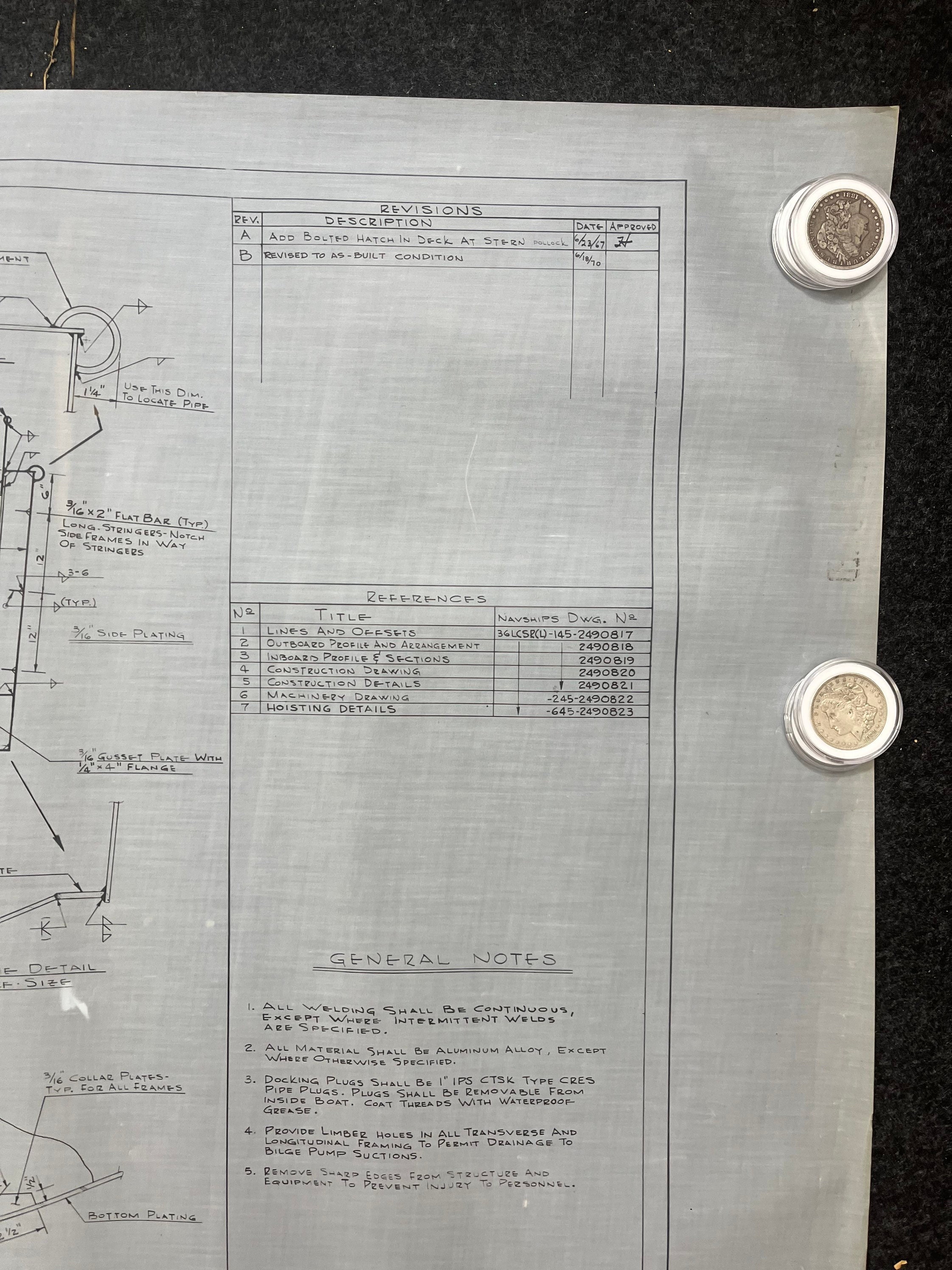 Original US Navy Ship Blueprint - LSCR Naval Boat Blueprints and Graphs ...