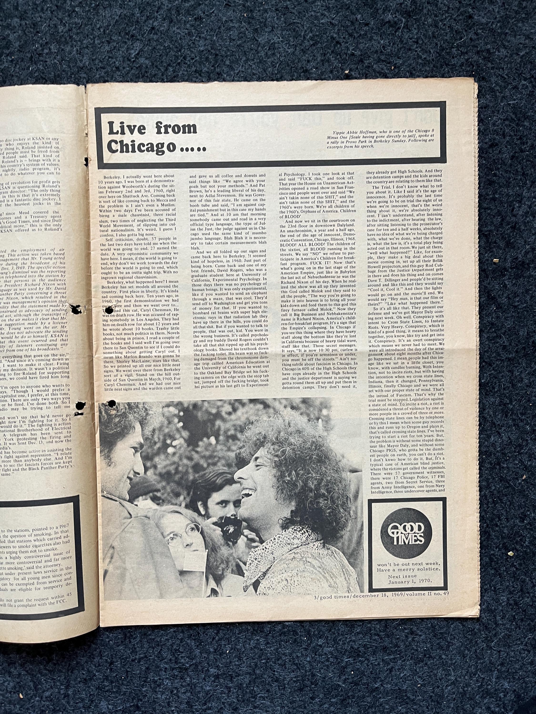 1969 Leftist Newspaper Vintage Ephemera Gifts, Vintage Zine, Good Times ...
