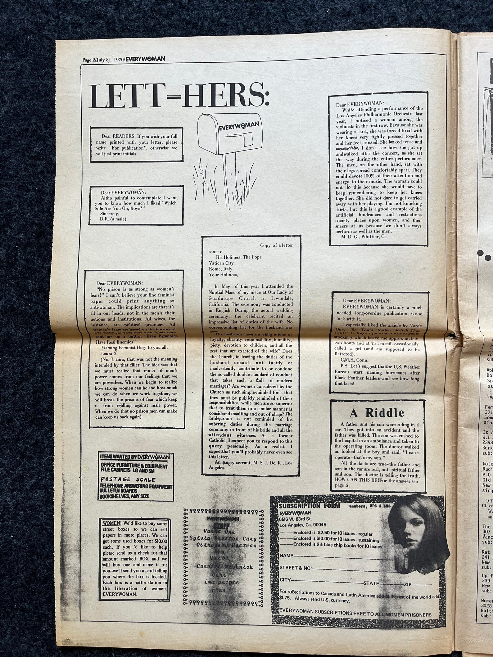 Vintage 1970s Feminist Newspaper, Everywoman 2nd Wave Feminism, LGBTS ...