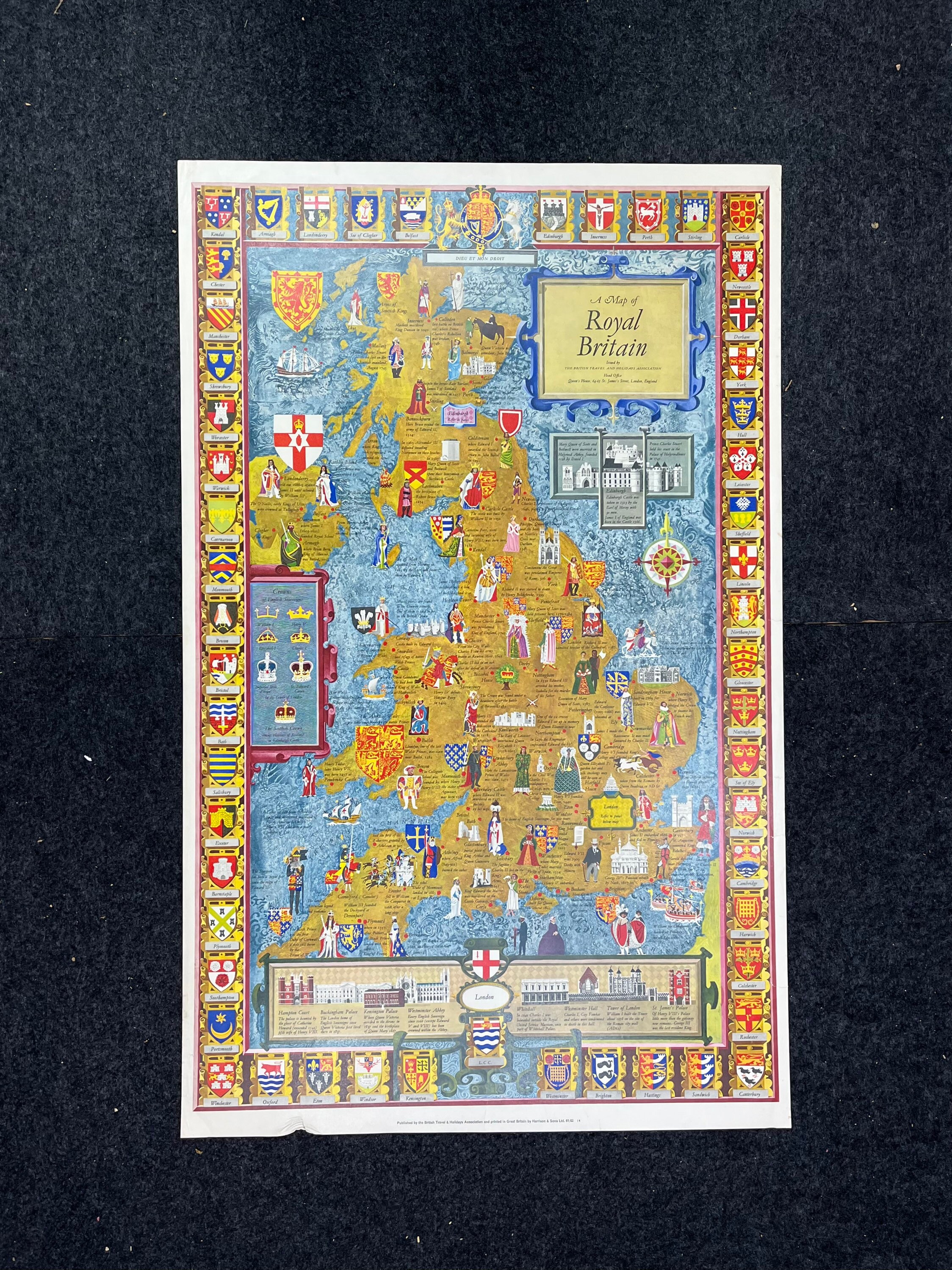 1950s Map of Royal Britain Travel Poster the British Travel - Etsy Canada
