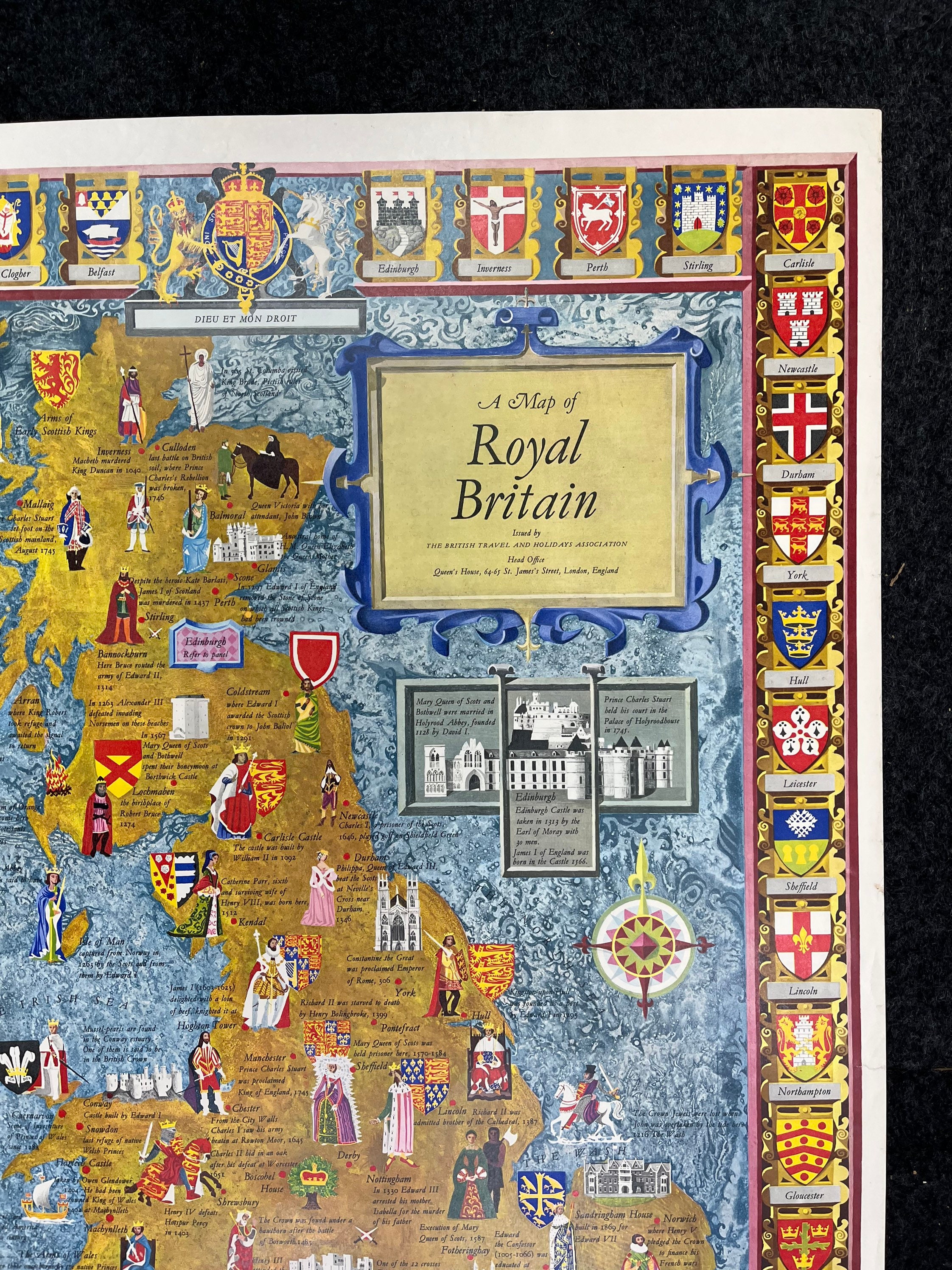 1950s Map of Royal Britain Travel Poster -the British Travel and ...