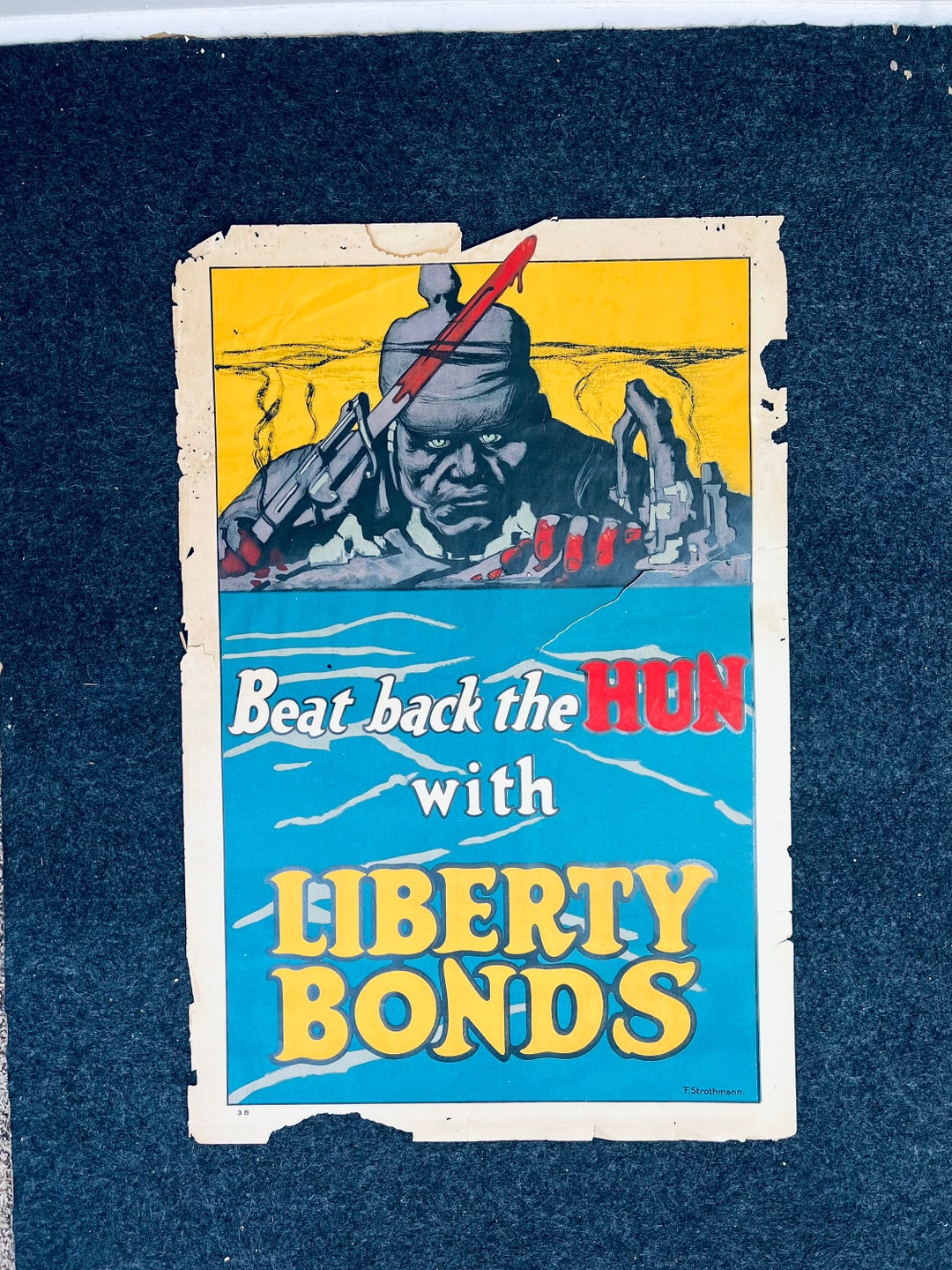 Original WW1 Liberty Bonds Poster Beat Back the Hun 1917 World War 1 ...