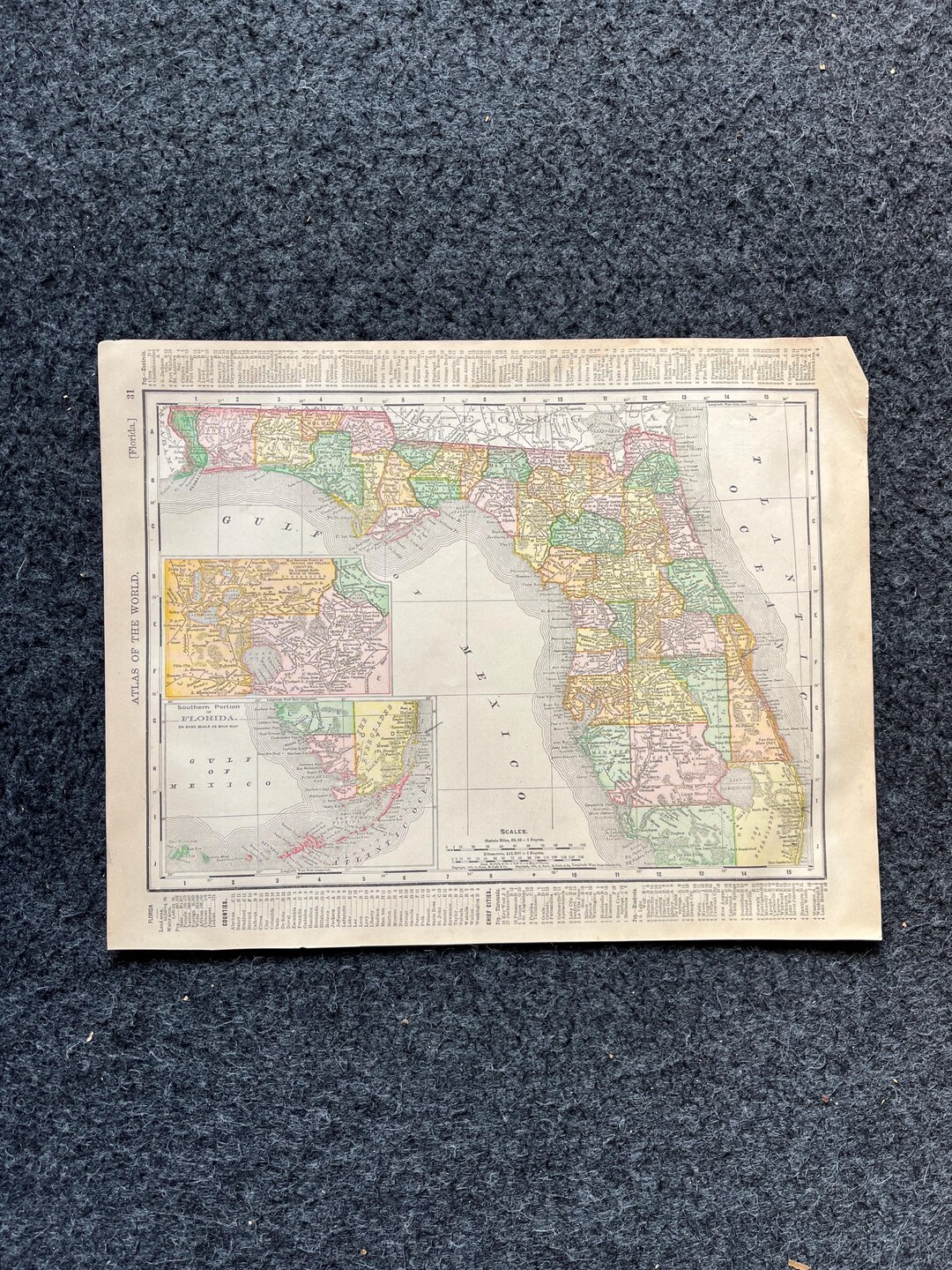 1890s Florida & Alabama Map: Original Vintage Atlas Art (14x11) - Etsy