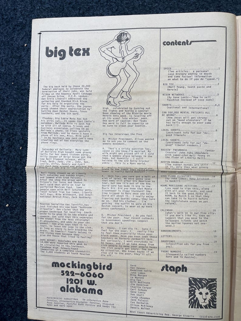 1970s Houston Texas Underground Newspaper: the Mockingbird - Etsy