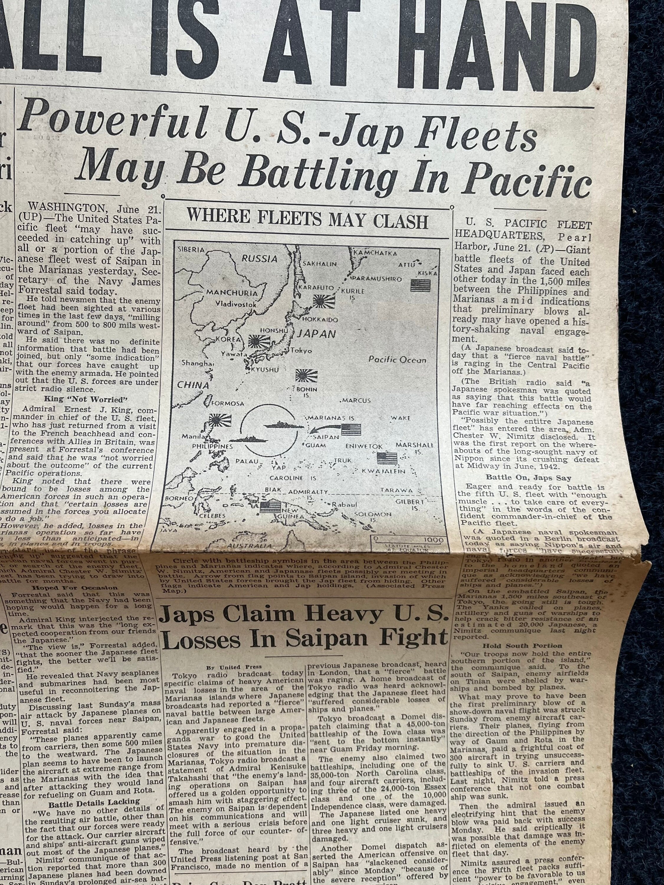 1944 Fall of Cherbourg World War 2 Battle of Philippines Sea - Etsy