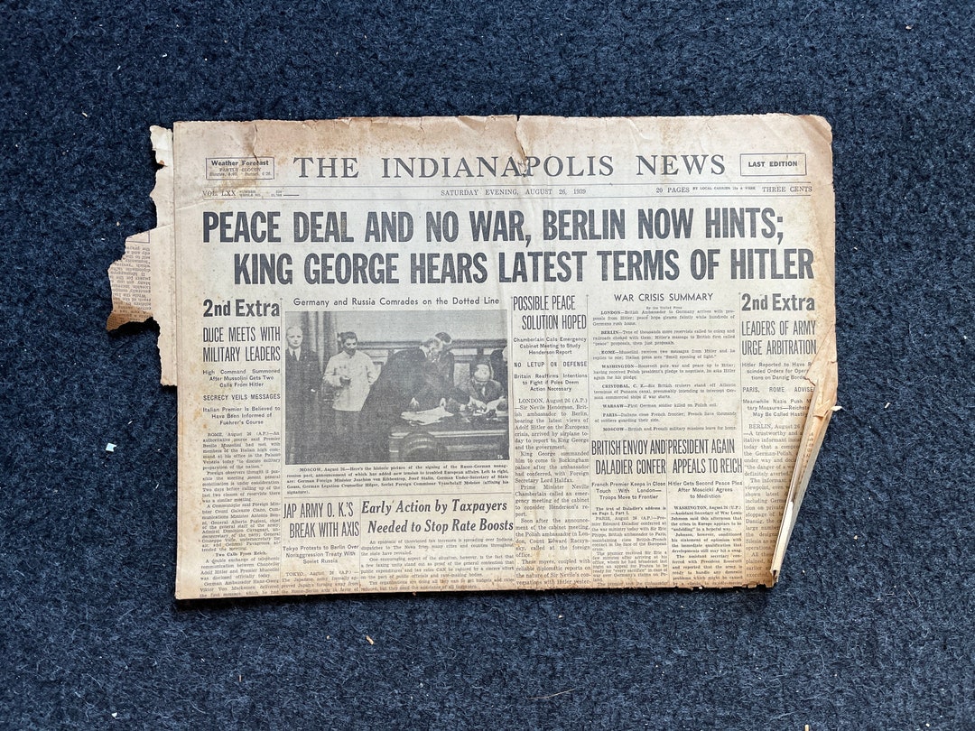 1939 Just Before WW2 Early Vintage Newspaper, Wall Decor, German ...