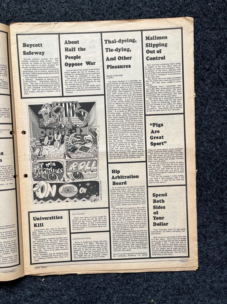 1969 San Francisco Leftist Newspaper Vintage Ephemera Gifts, Vintage ...