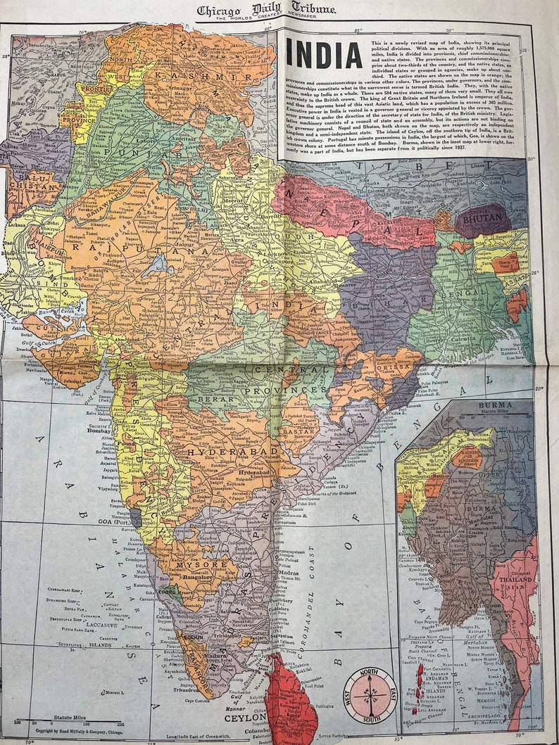 1942 WW2 Map of India Vintage World War 2 Map Pacific - Etsy