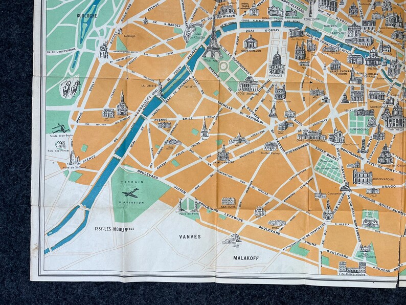 Original 1929 Paris Map - Paresian Map of France - Vintage Paris Art ...