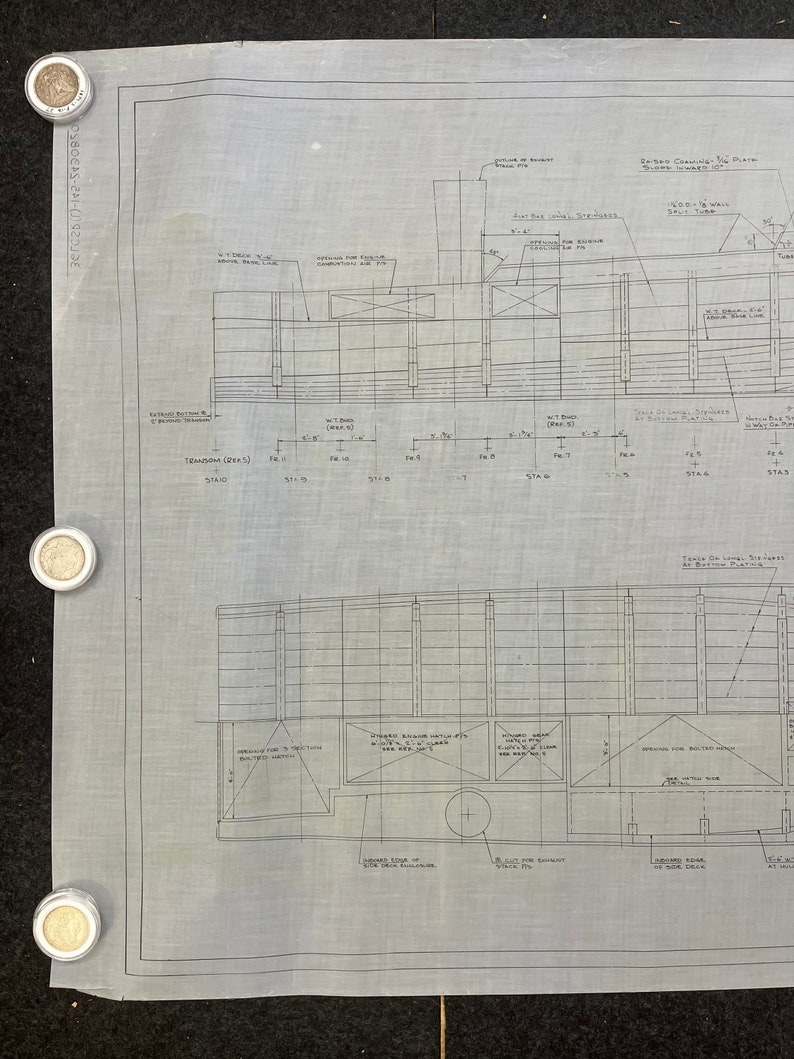 Original US Navy Ship Blueprint - LSCR Naval Boat Blueprints and Graphs ...