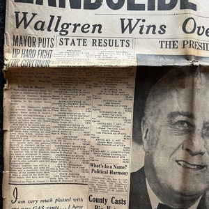 1940 FDR Wins Historic 3rd Term, Historic Gifts, Vintage Newspaper, WW2 ...