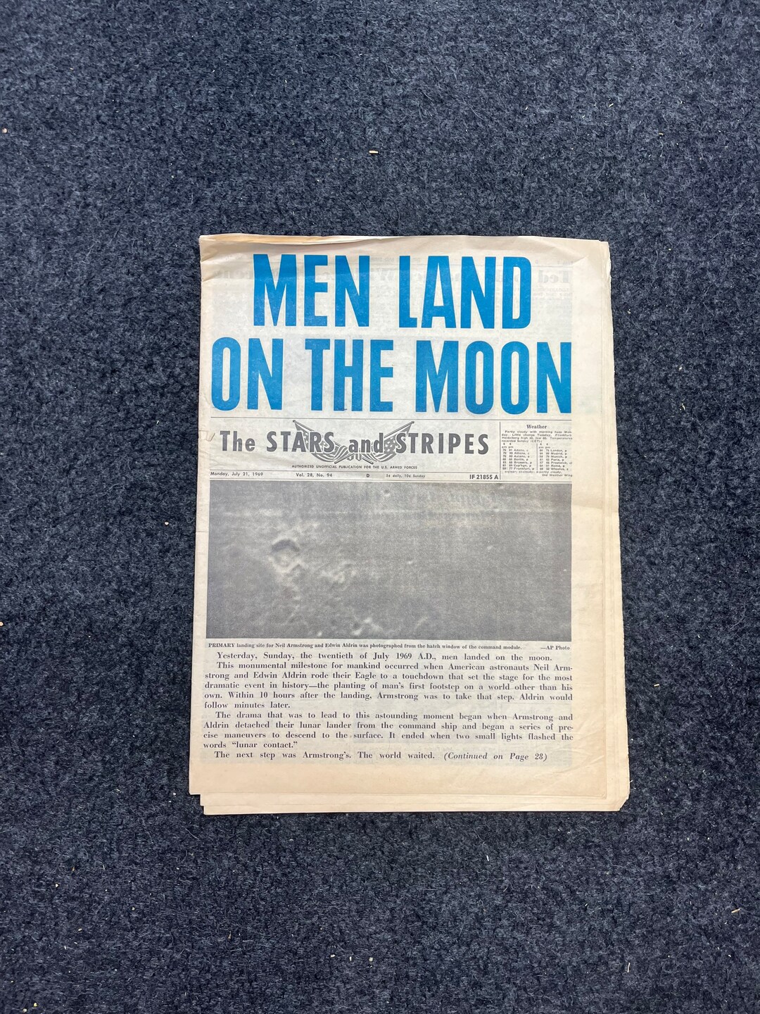 Original Moon Landing Vintage Newspaper NASA Apollo 11 Program Moonwalk ...