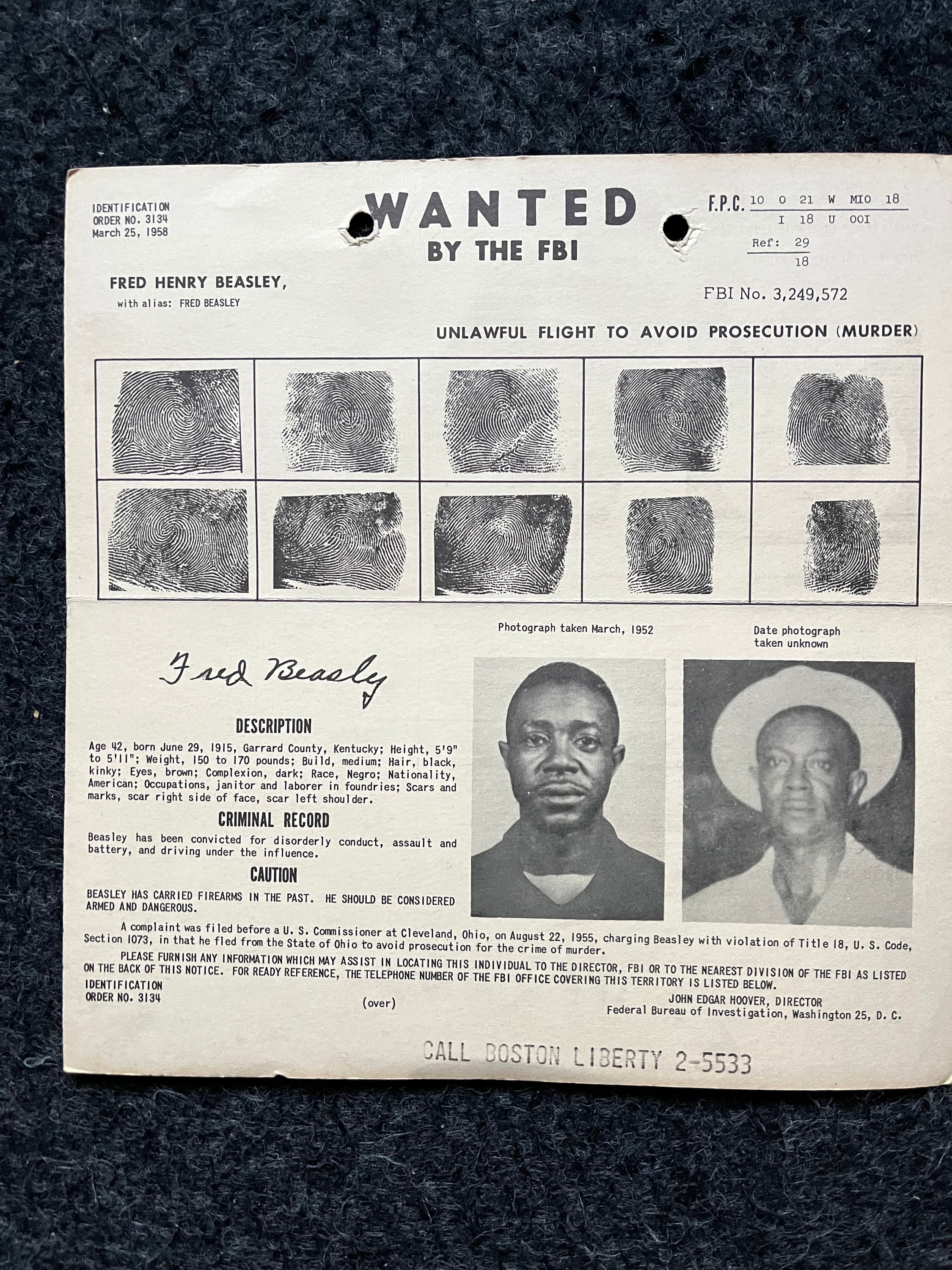 1950s FBI Wanted Poster Vintage Serial Killer Memorabilia - Etsy Australia
