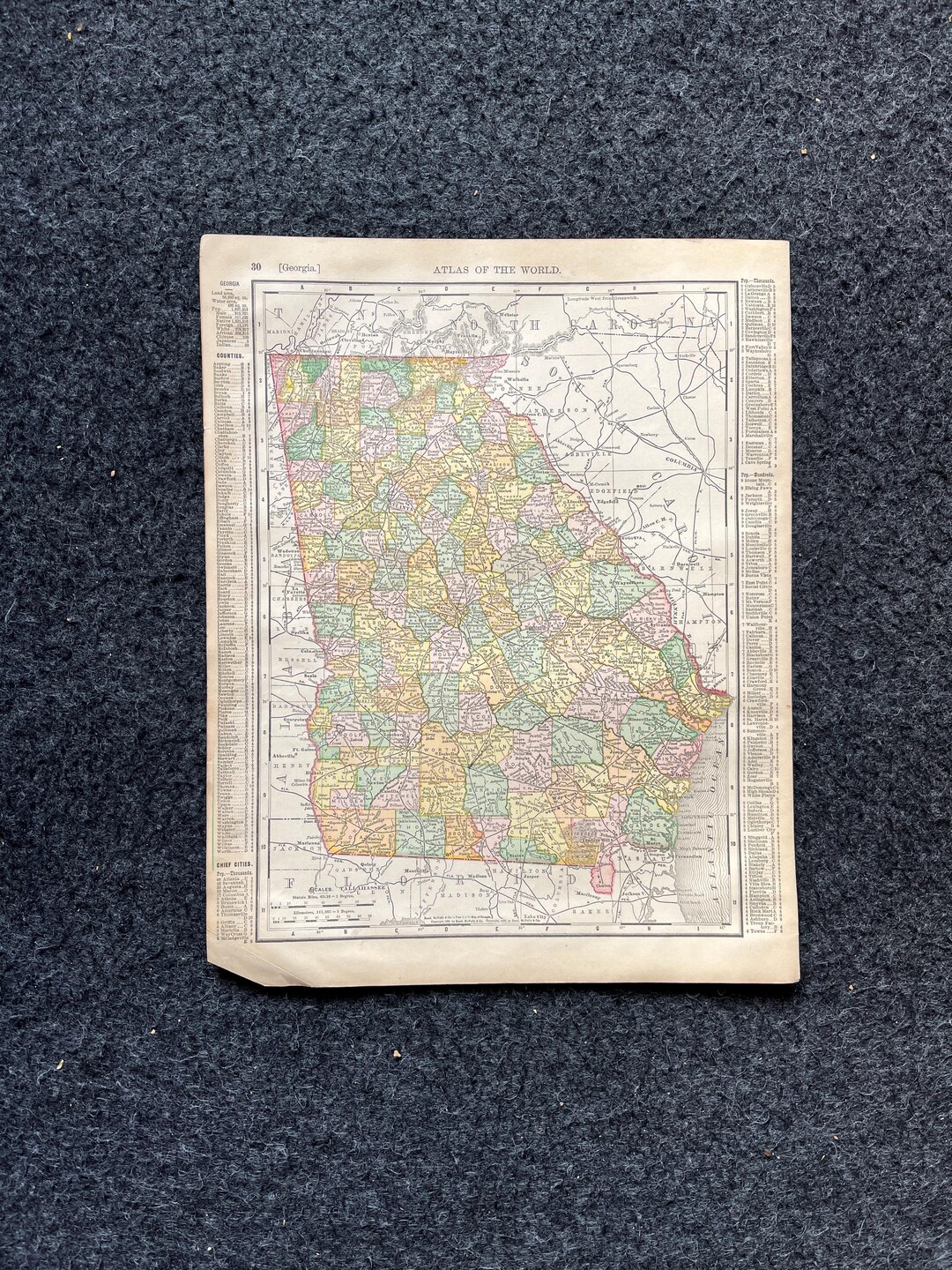 1890s Georgia & South Carolina Map, Original Atlas Maps, Vintage Wall ...