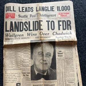 1940 FDR Wins Historic 3rd Term, Historic Gifts, Vintage Newspaper, WW2 ...
