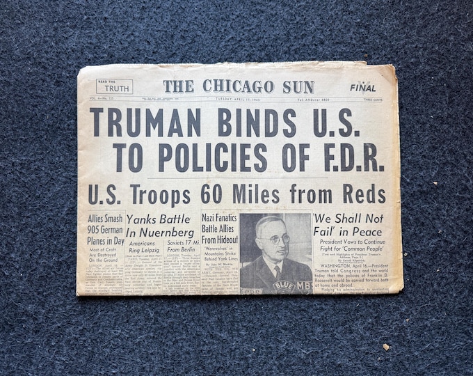 Late WW2 Newspaper, Allied Invasion of Germany, Original Vintage ...