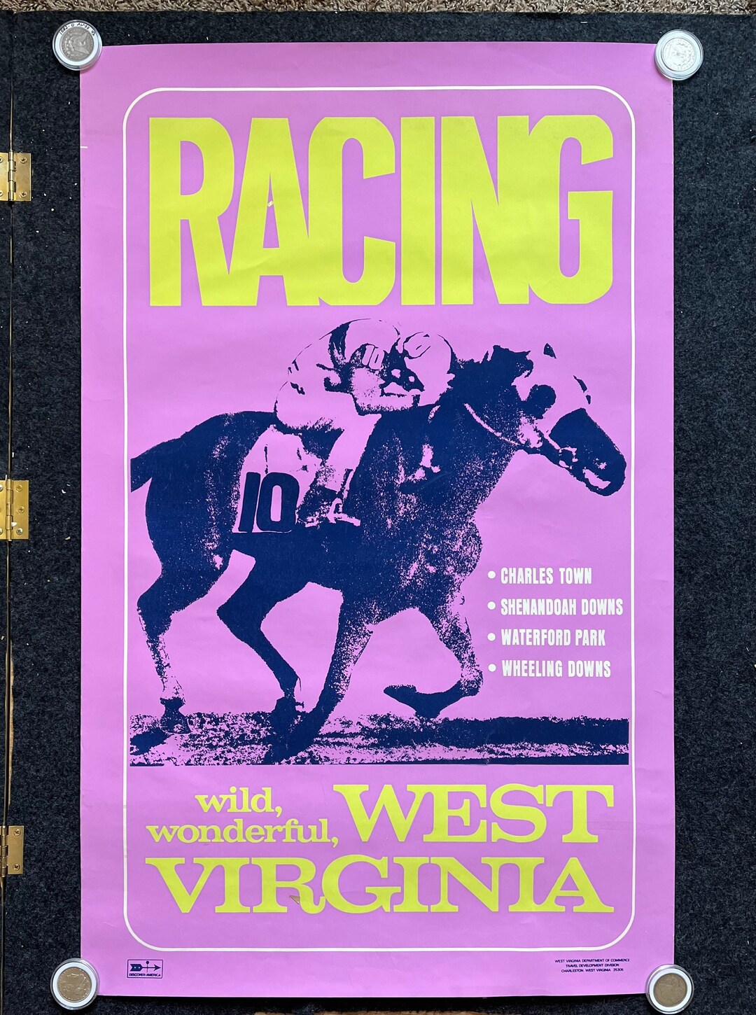 1970s West Virginia Travel Poster Charleston Vintage Horse Racing ...
