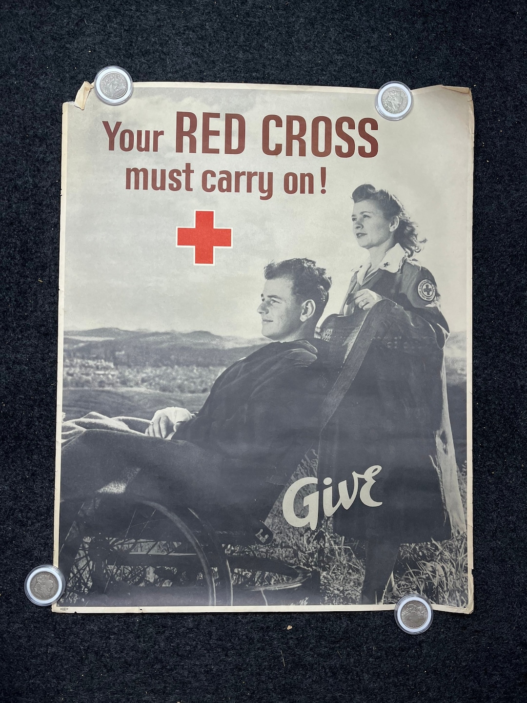 1943 Red Cross Donation Poster - Red Cross Memorabilia Original World ...