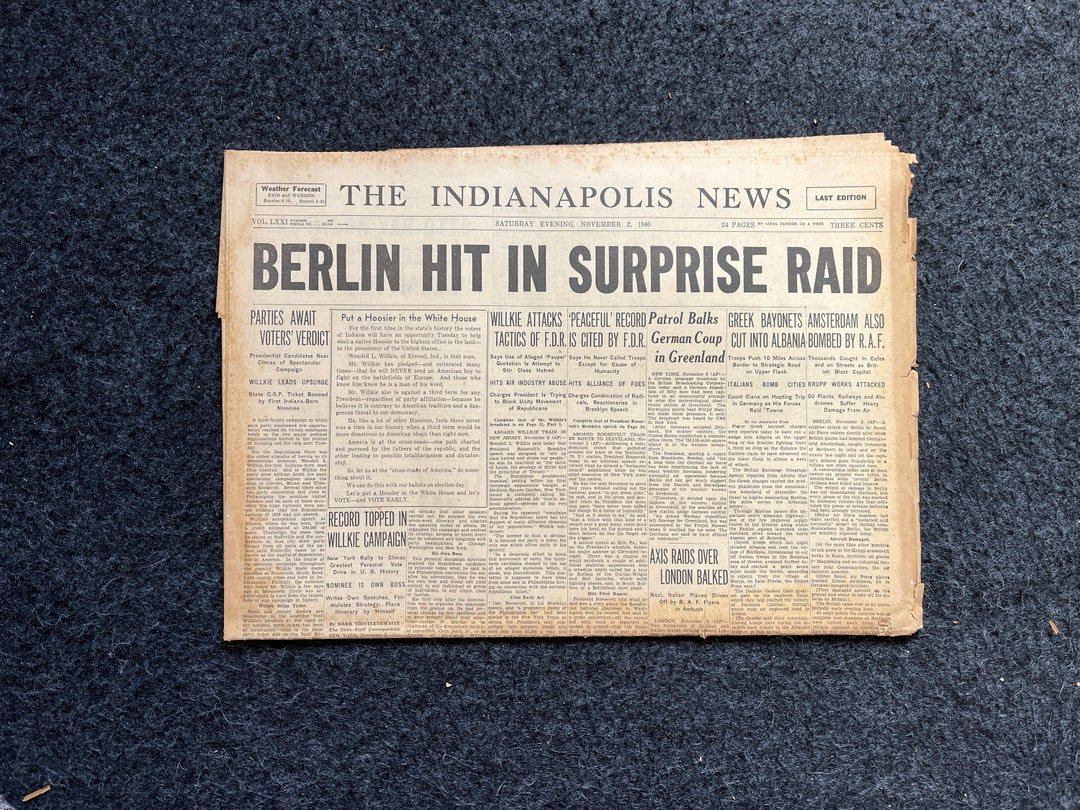 1940 Berlin RAF Raid Early WW2 Newspaper, Antique Decor, World War 2 ...