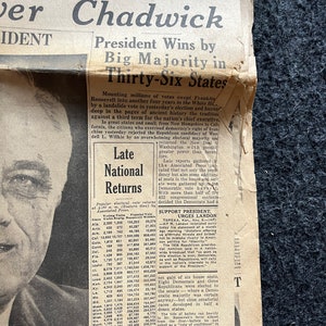 1940 FDR Wins Historic 3rd Term, Historic Gifts, Vintage Newspaper, WW2 ...