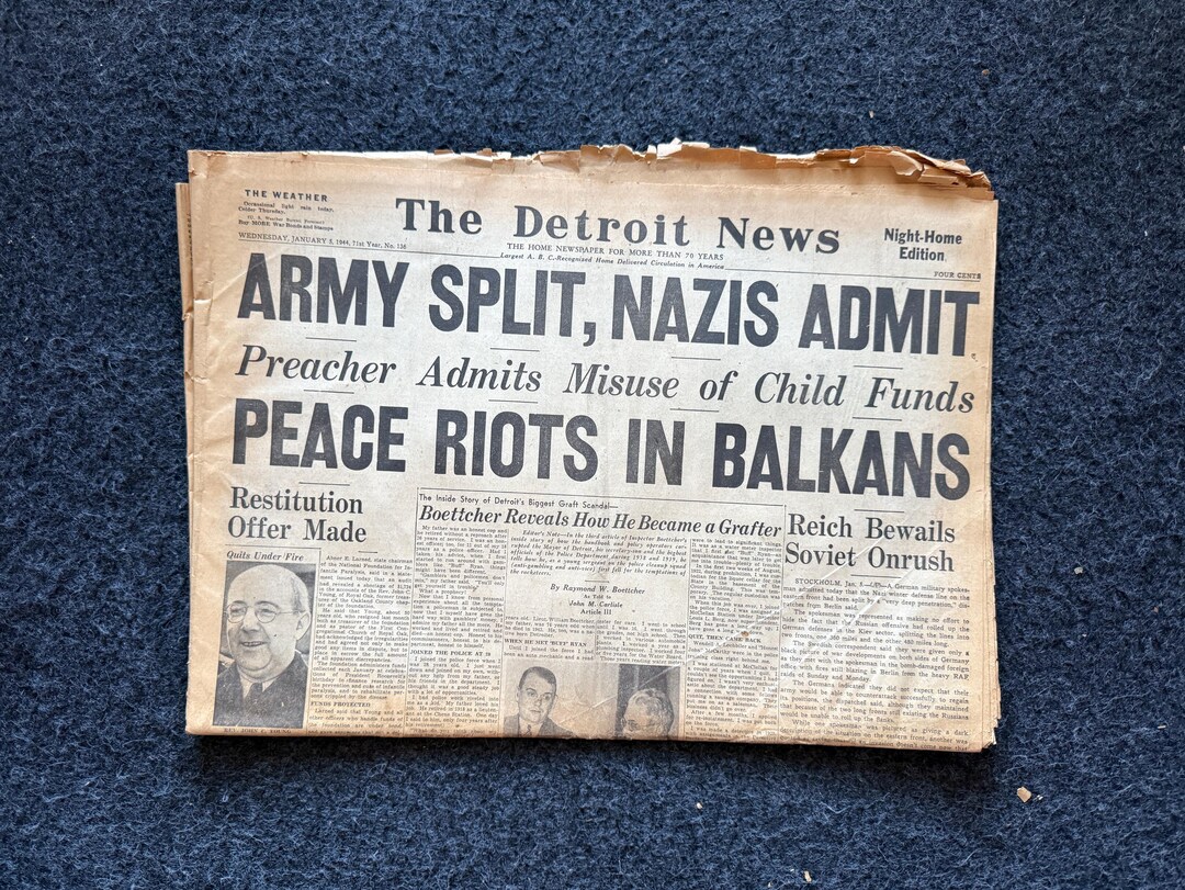 Late WW2 Newspaper, Allied Invasion of Germany, Original Vintage ...