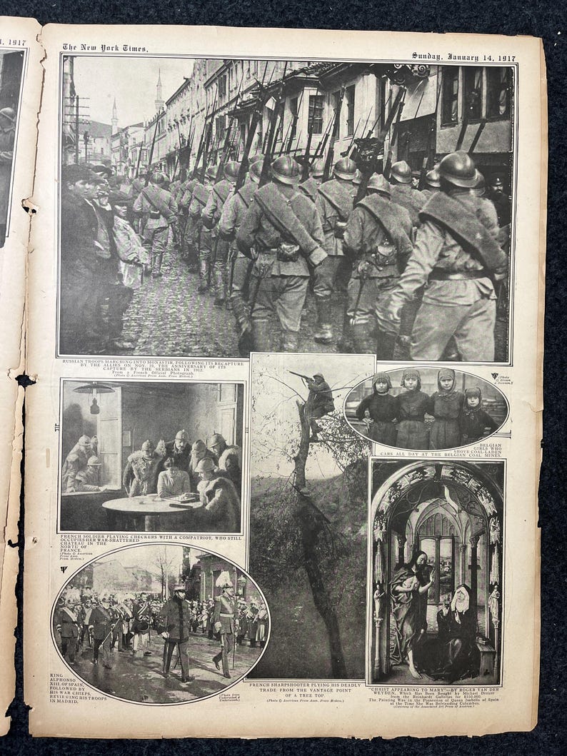 WWI Vintage Newspaper Pictorial Section: Original World War One ...