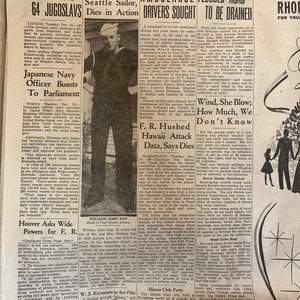 WW2 1941 Start of Draft, World War 2 Memorabilia, Vintage Newspaper ...