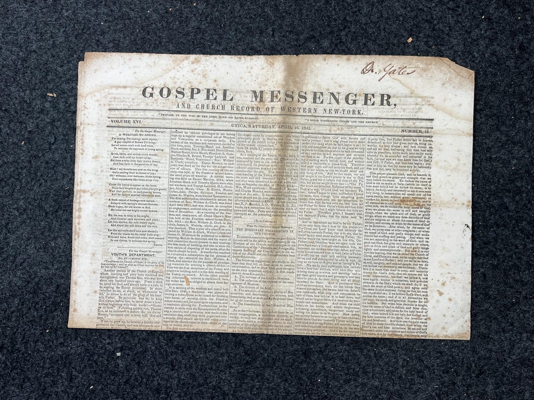 1840s Christian Religious Newspaper, Original Christian Memorabilia ...