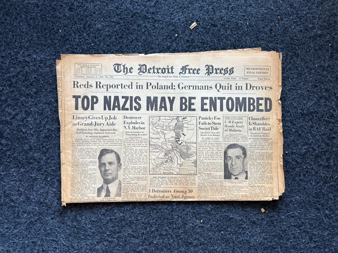 Late WW2 Newspaper, Allied Invasion of Germany, Original Vintage ...