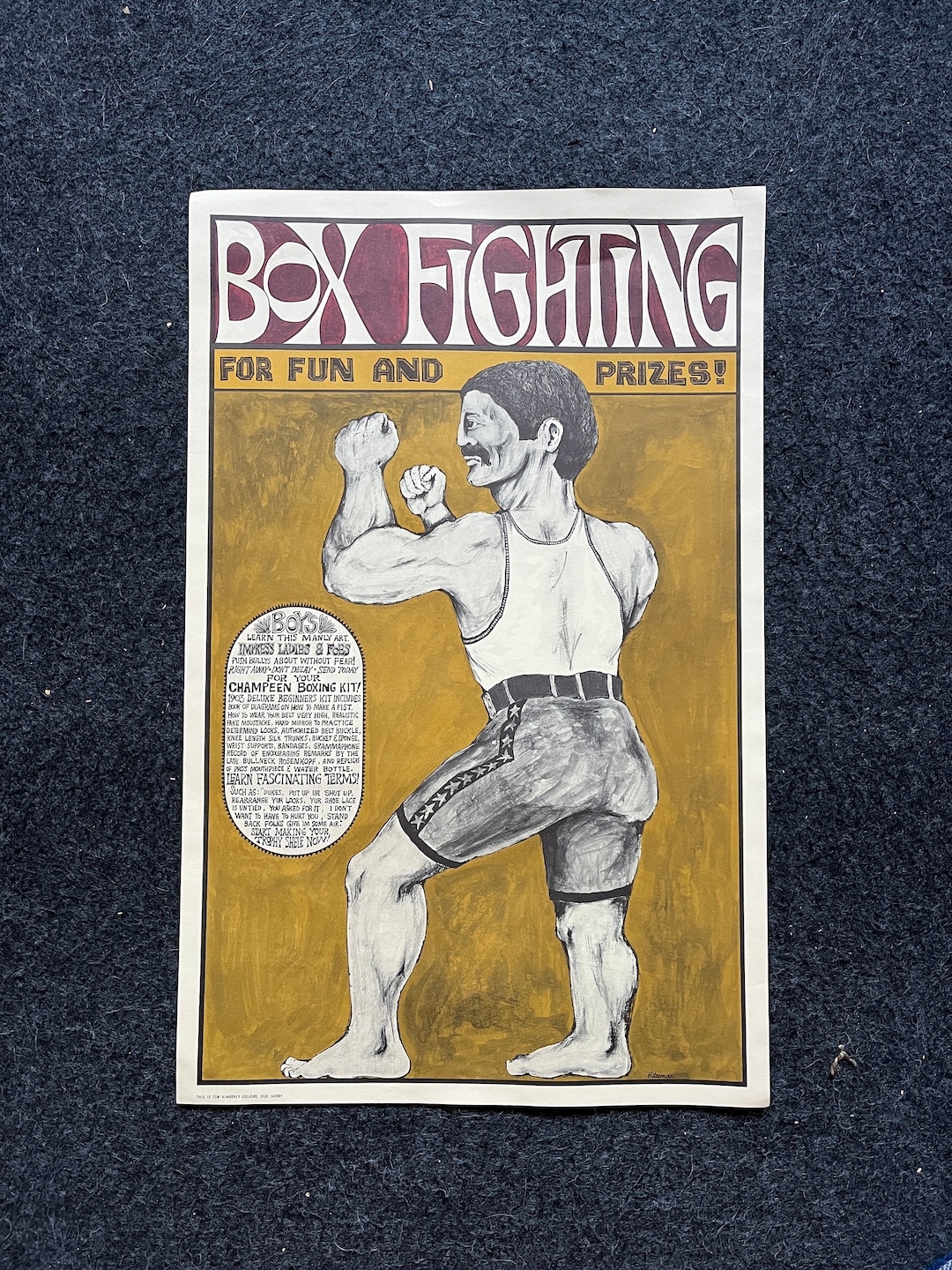 Vintage Boxing John Hitesman Lithograph Poster 1960's MCM Wall ...