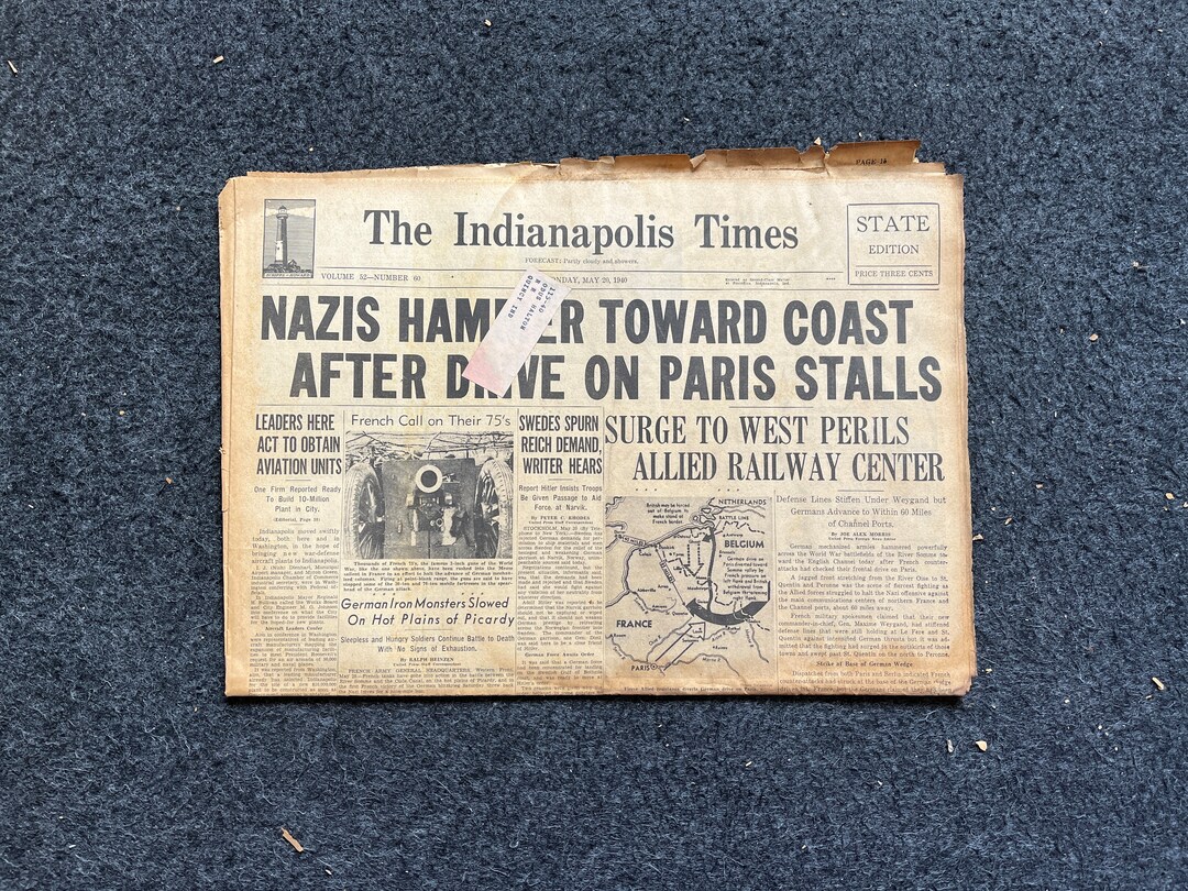 WW2 1940 Fall of France, WW2 Newspaper, Vintage Antique Gifts, French ...