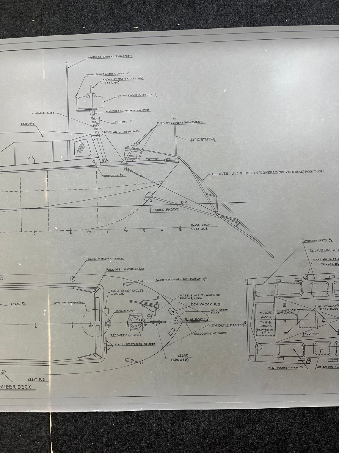 Original US Navy Ship Blueprint - LSCR Naval Boat Blueprints and Graphs ...
